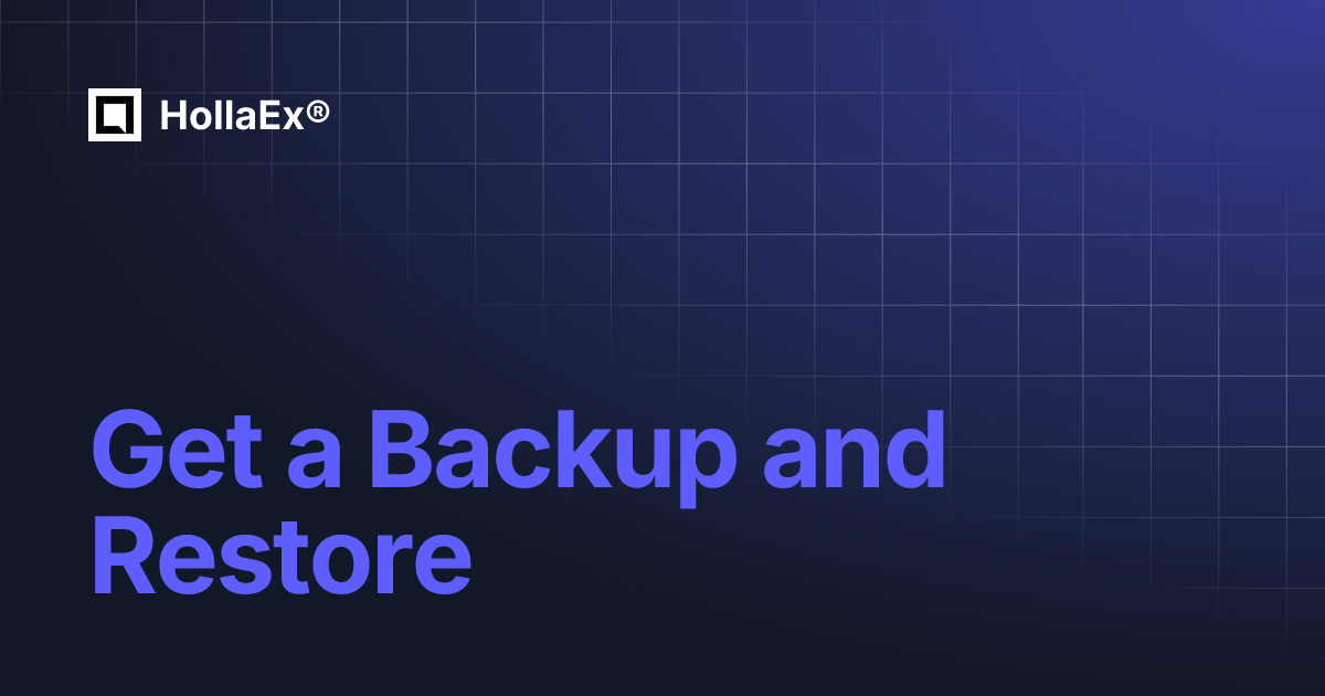 Get a Backup and Restore | HollaEx®