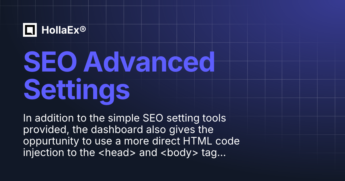 SEO Advanced Settings | HollaEx®
